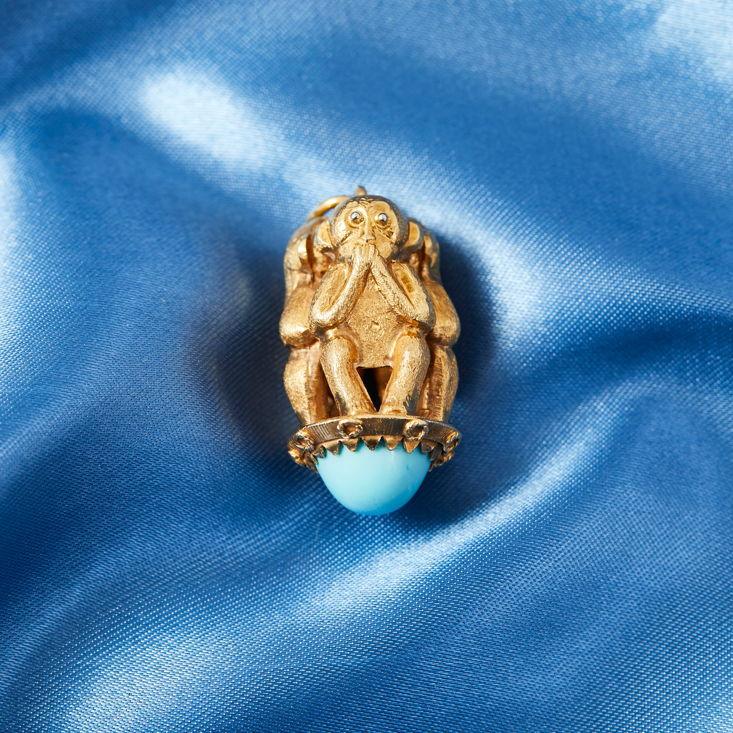 Gold Three Wise Monkeys Fob Ornament – frenchjewelbox