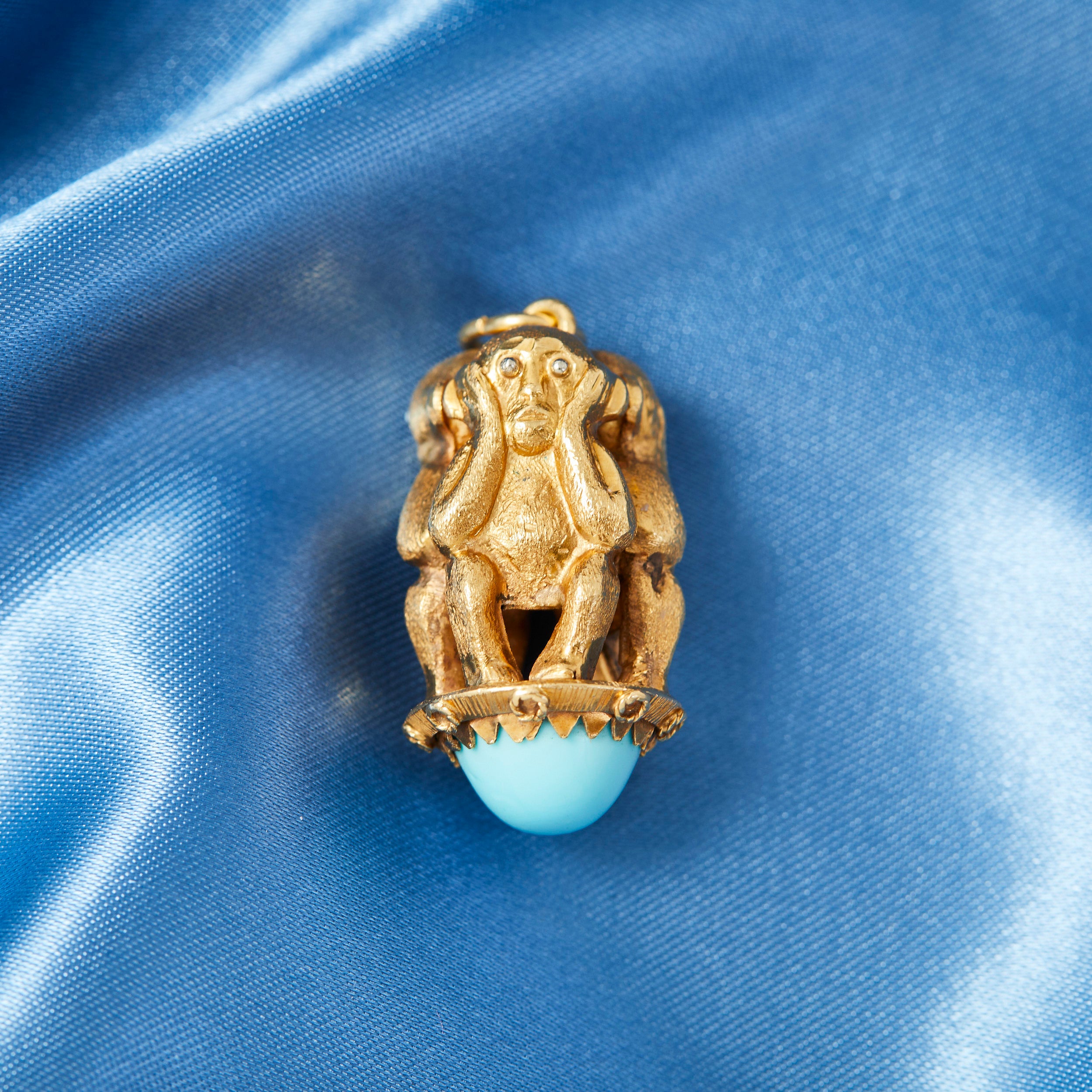 Gold Three Wise Monkeys Fob Ornament – frenchjewelbox