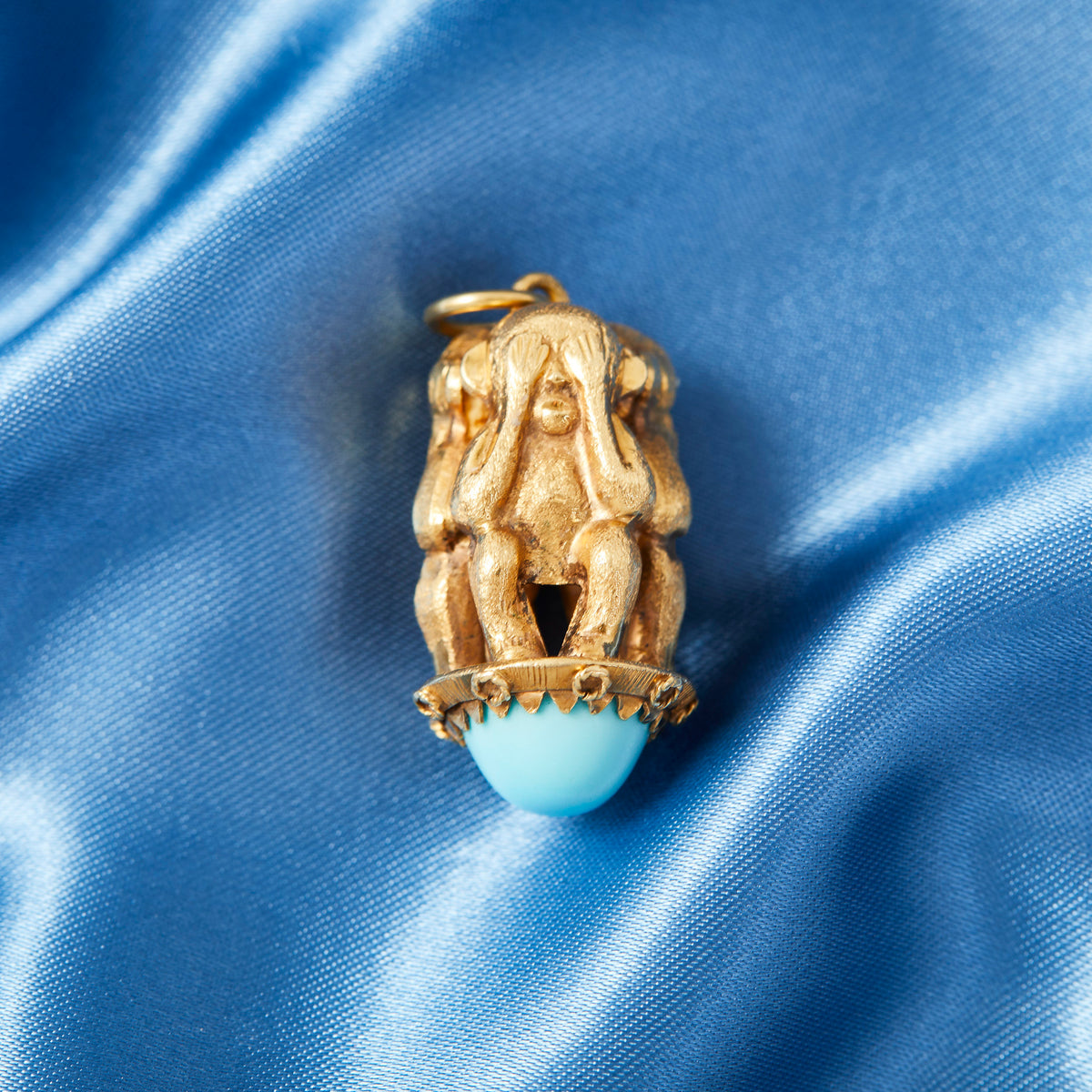 Gold Three Wise Monkeys Fob Ornament – frenchjewelbox