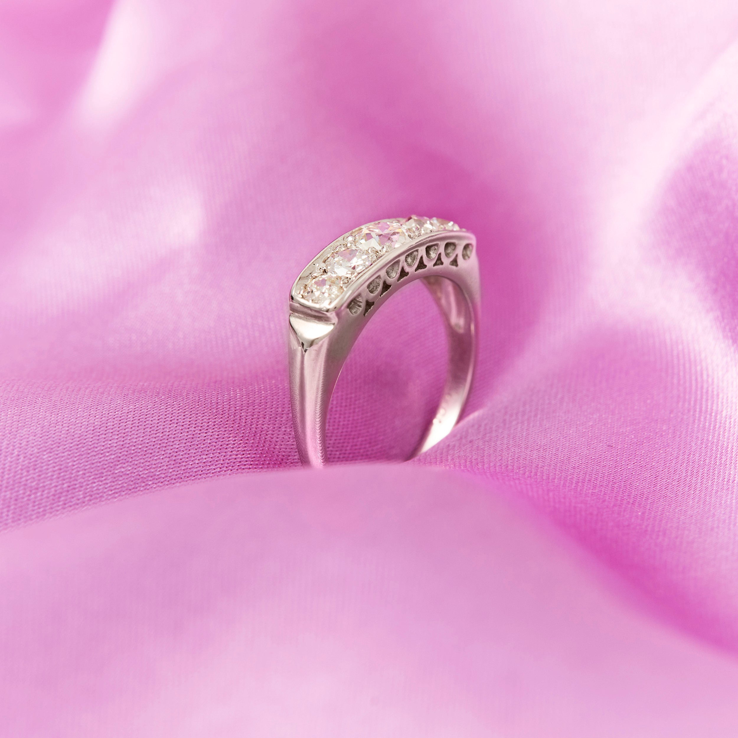 14ct White Gold Vintage Five Stone Diamond Bridge Ring – frenchjewelbox