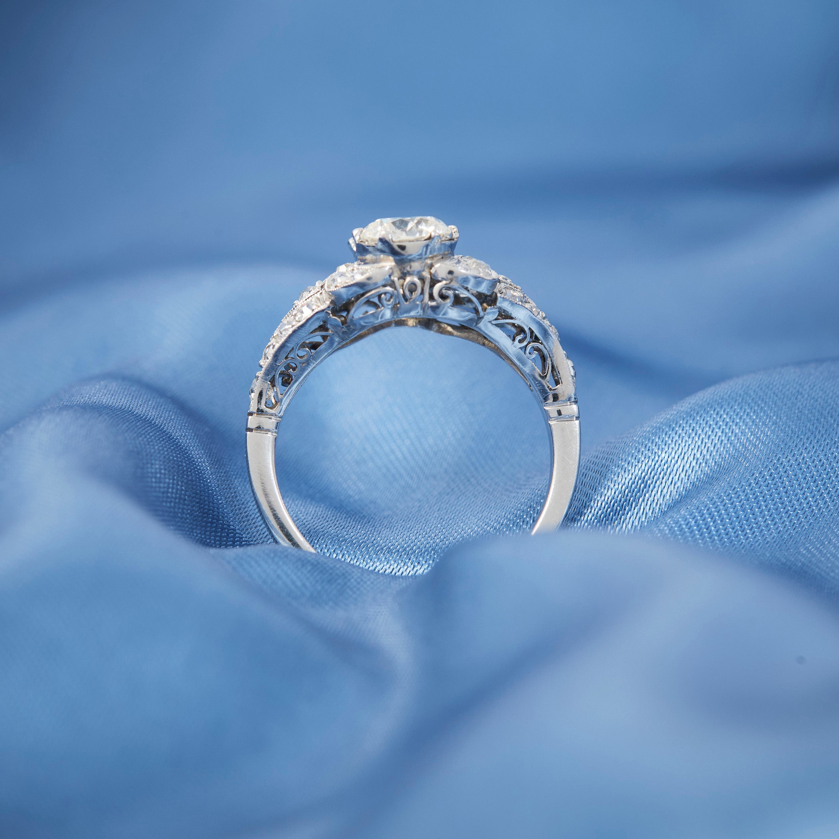 Art Deco Platinum Diamond Butterfly Bombe Ring – frenchjewelbox