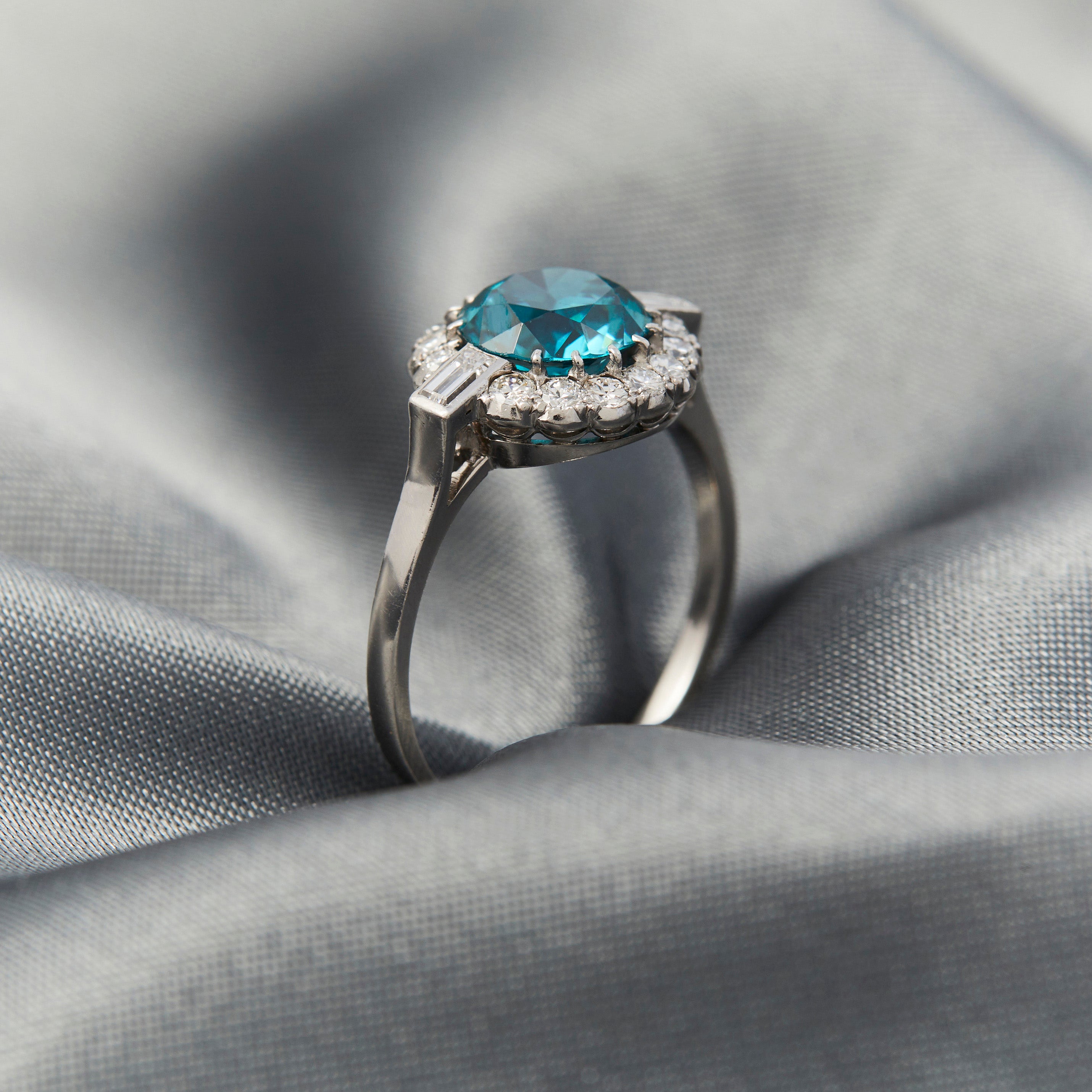 Art Deco Platinum Zircon & Diamond Ring – frenchjewelbox