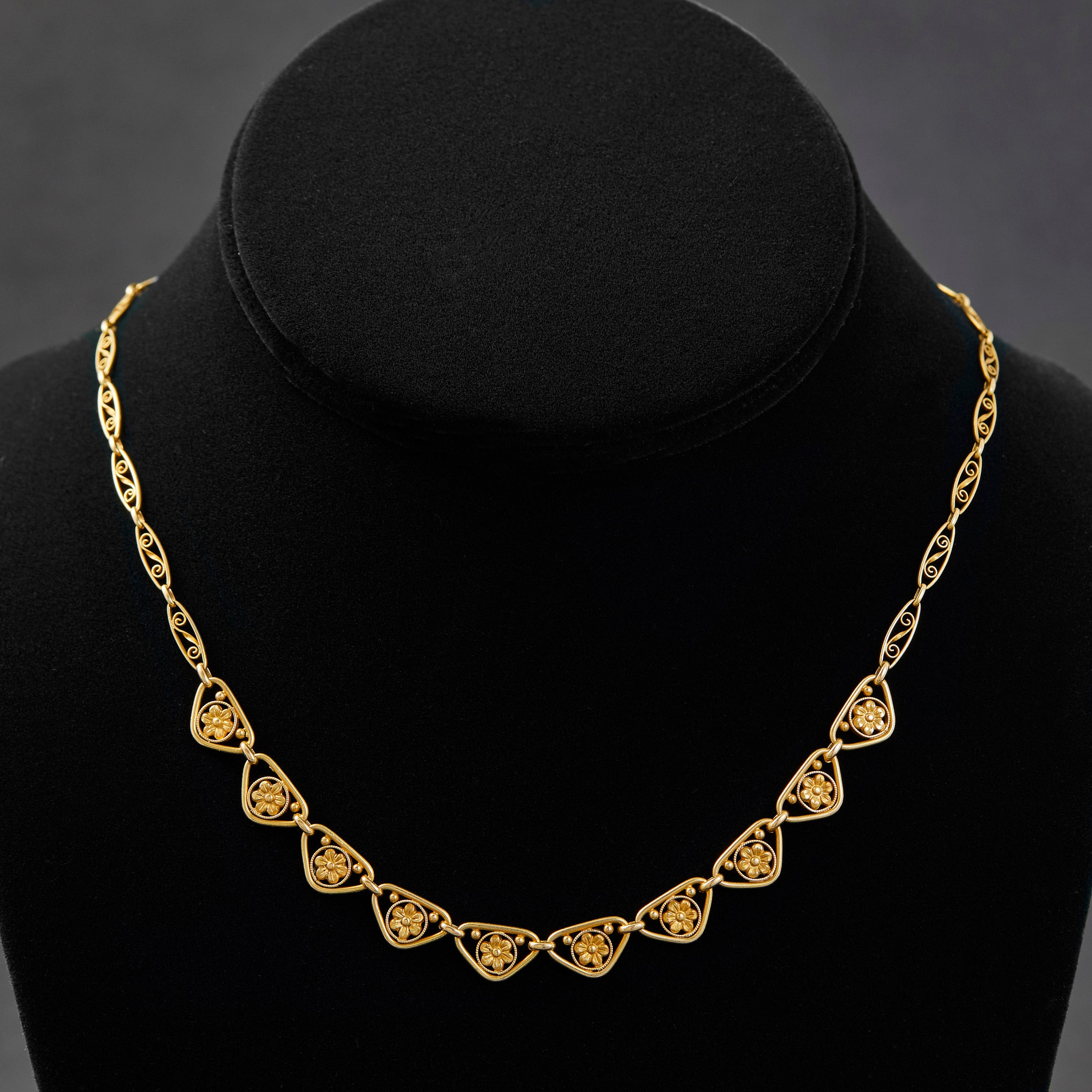 Antique French 18ct Yellow Gold Filigree Necklace – frenchjewelbox