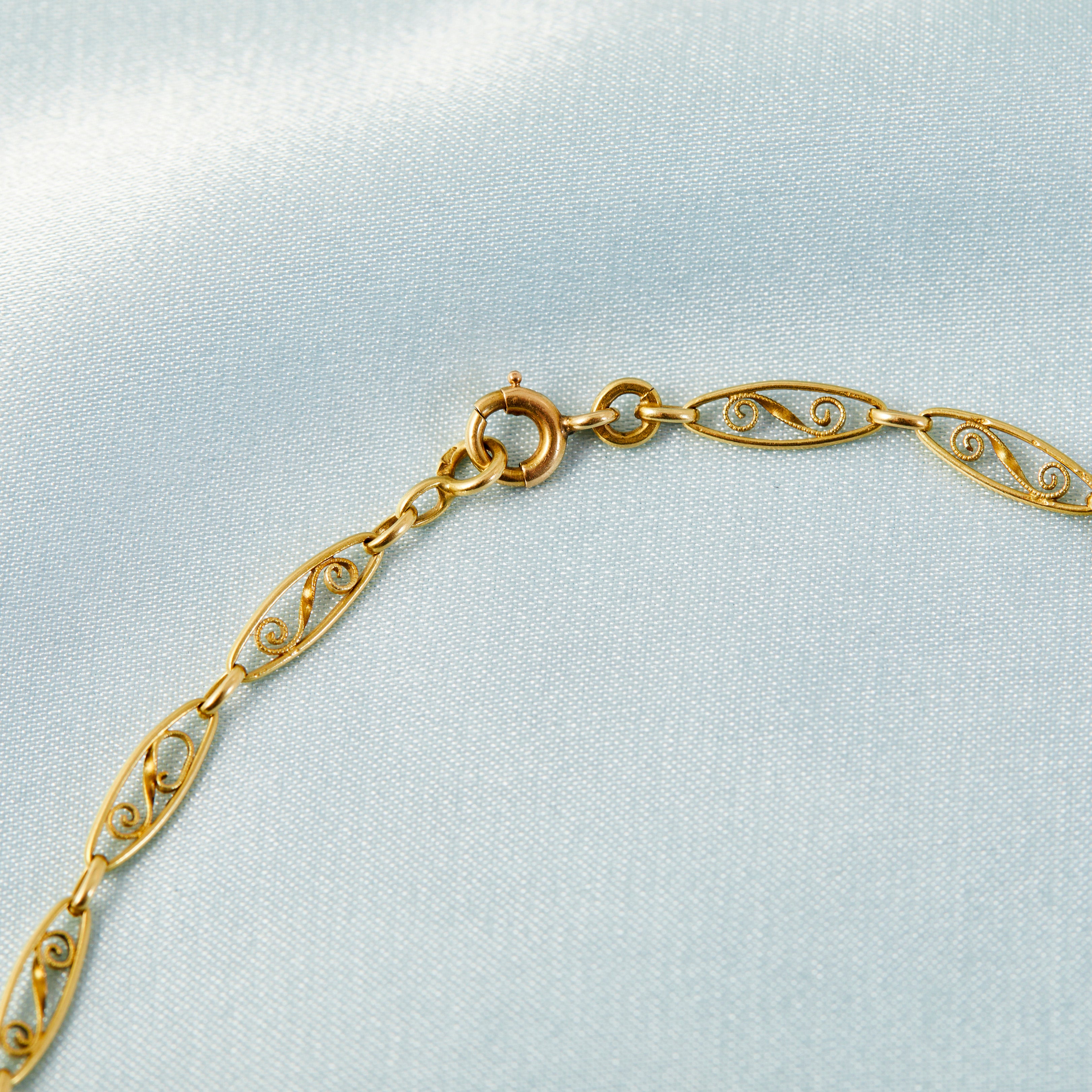 Antique French 18ct Yellow Gold Filigree Necklace – frenchjewelbox
