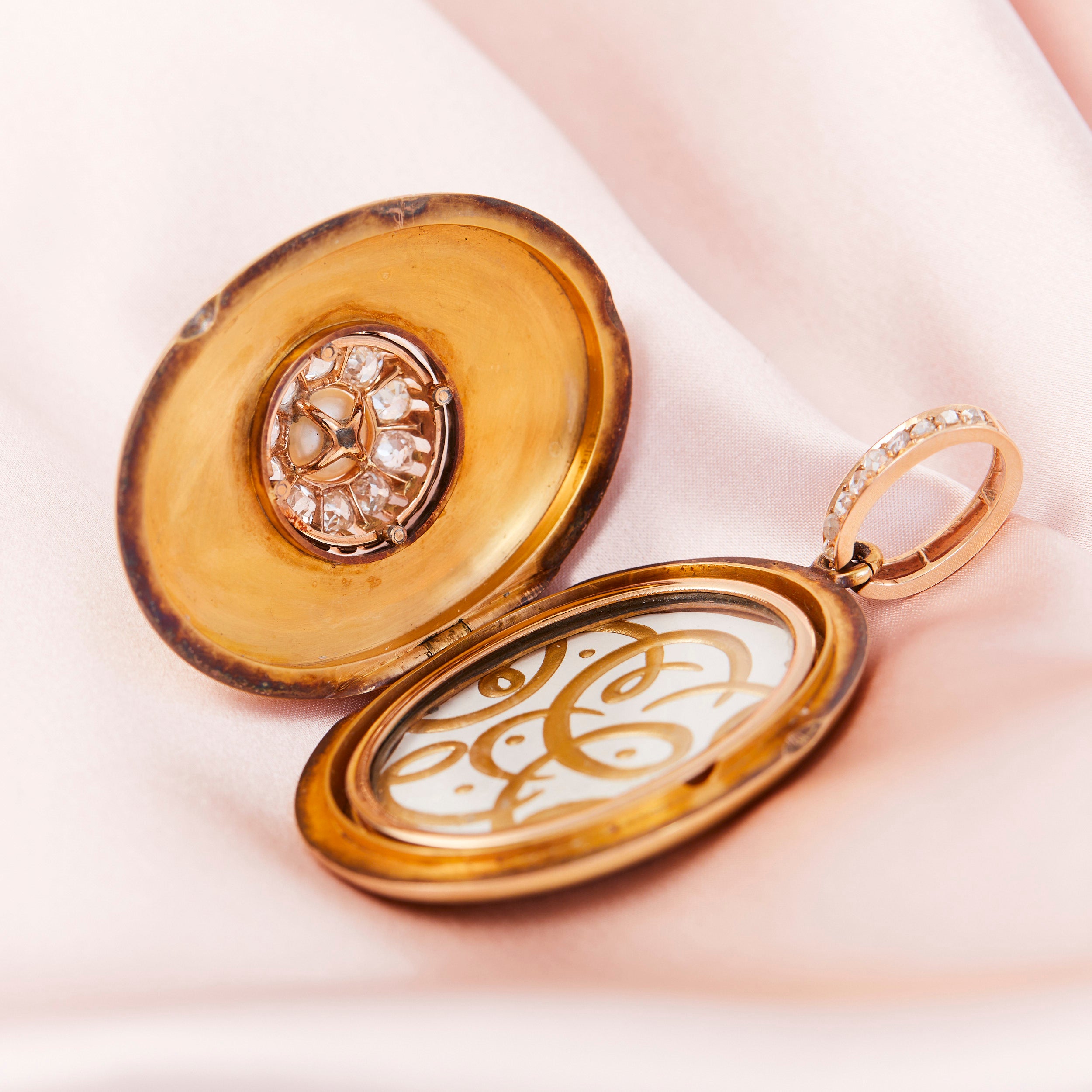 Victorian Diamond and Pearl Locket – frenchjewelbox